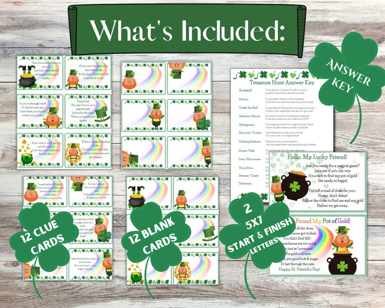 St Patricks Day Scavenger Hunt, Leprechaun Treasure Hunt, St Patricks ...
