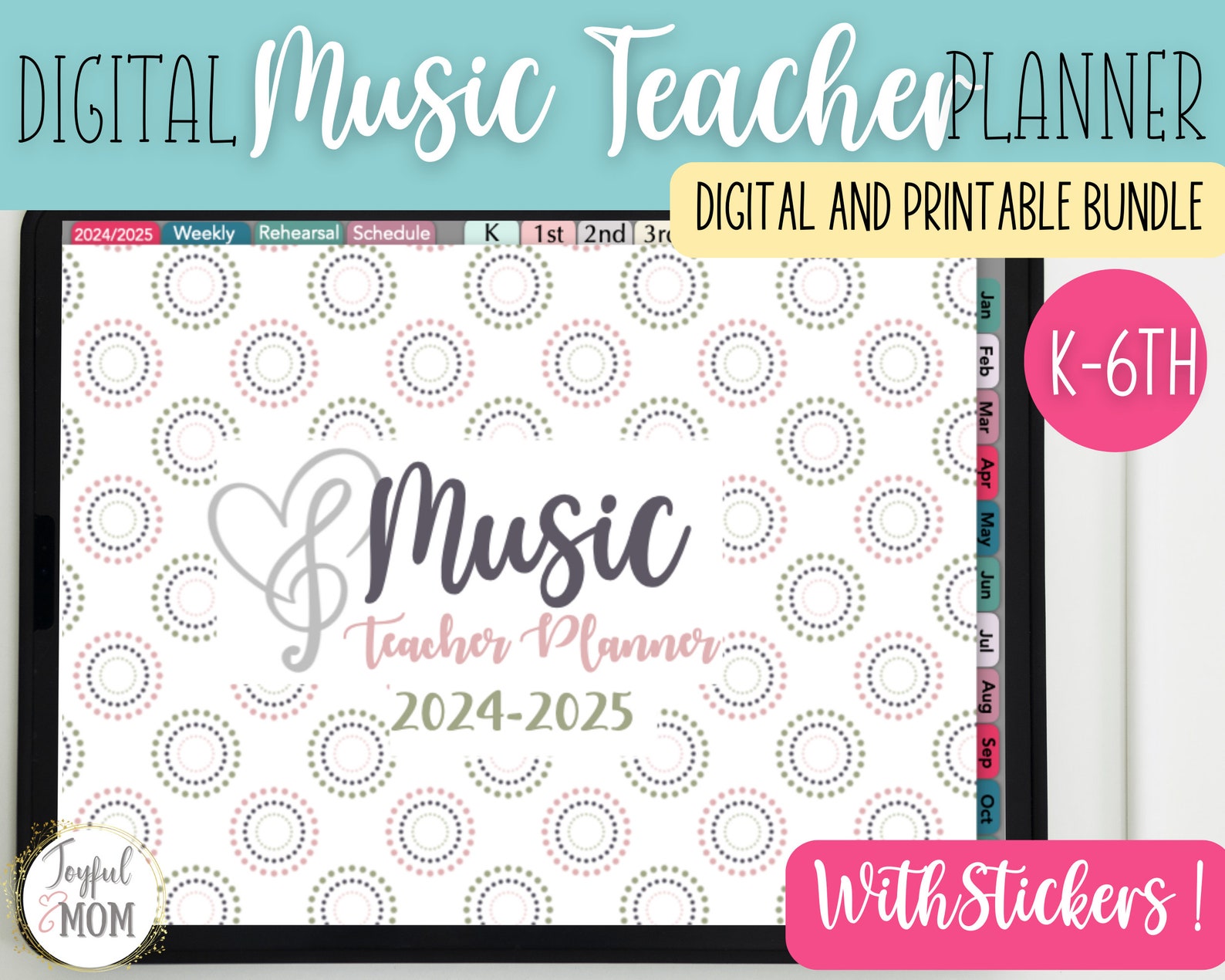 Digital Music Teacher Planner K- 6th Grade| Digital Planner for Music ...