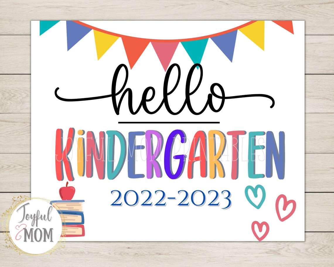Hello Kindergarten First Day of School Printable Sign First - Etsy