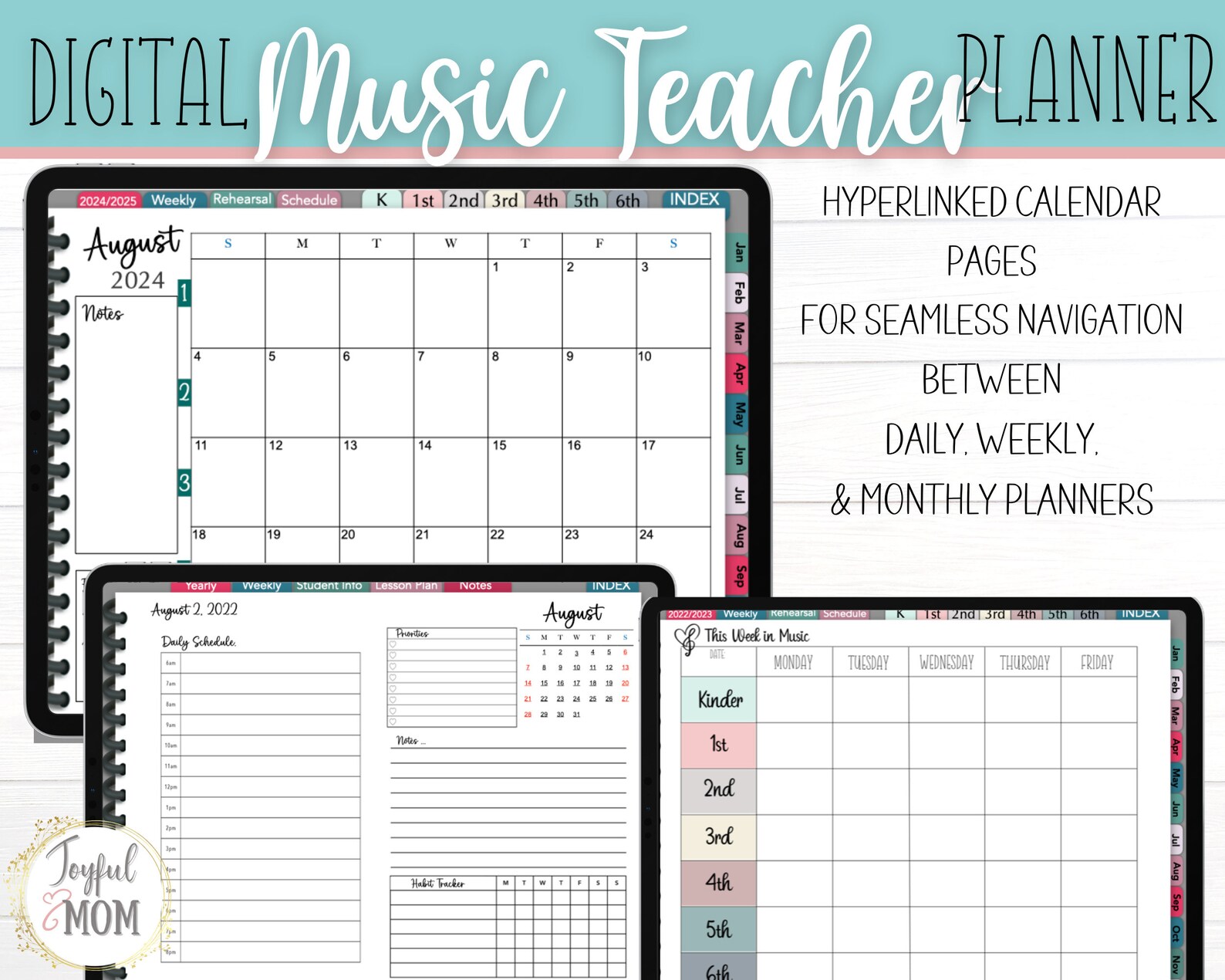 Digital Music Teacher Planner K- 6th Grade| Digital Planner for Music ...