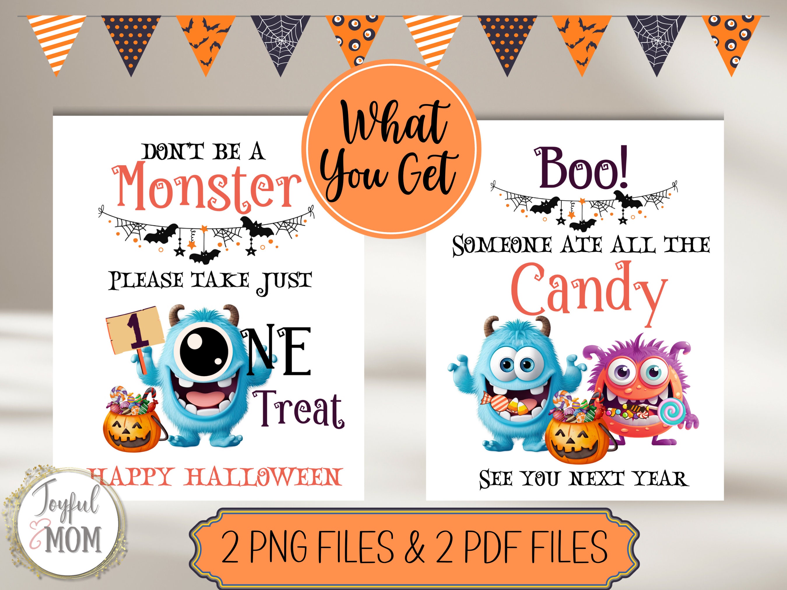 Halloween Candy Bowl Sign, Set of Two Printable Halloween Signs, Take ...