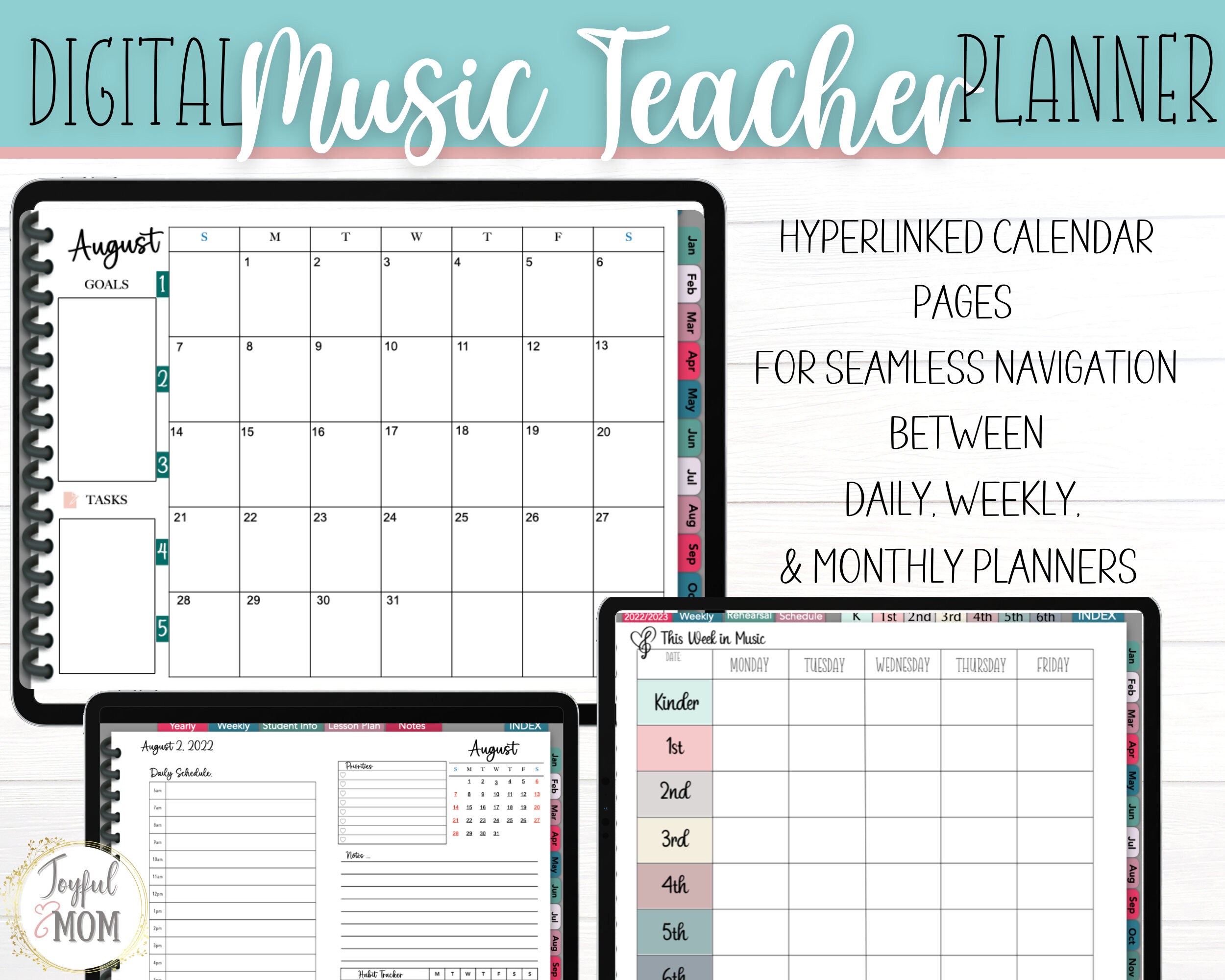 Digital Music Teacher Planner K 6th Grade Digital Planner for Music ...