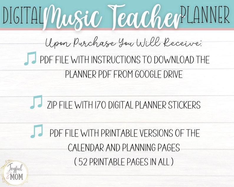Music Teacher Digital Planner K-2nd Grade Digital Planner for Music ...