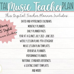 Music Teacher Digital Planner Digital Planner for Music - Etsy