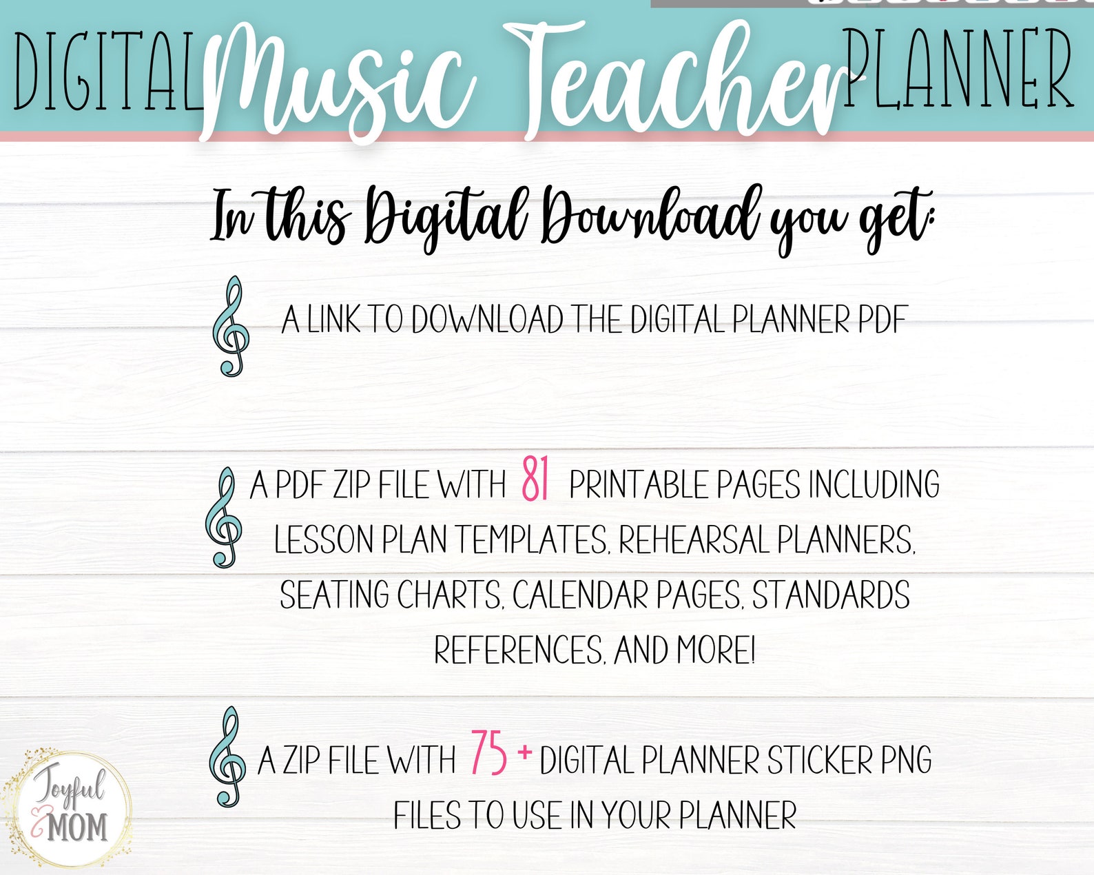 Digital Music Teacher Planner K 6th Grade Digital Planner for Music ...