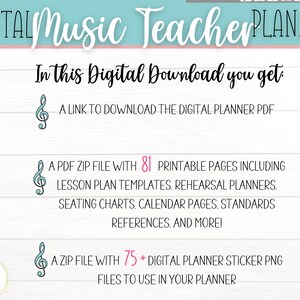 Digital Music Teacher Planner K 6th Grade Digital Planner for Music ...
