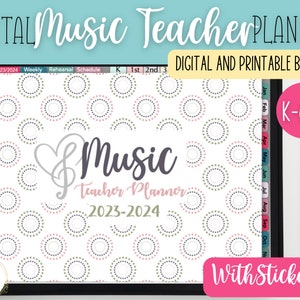 Digital Music Teacher Planner K 6th Grade Digital Planner for Music ...