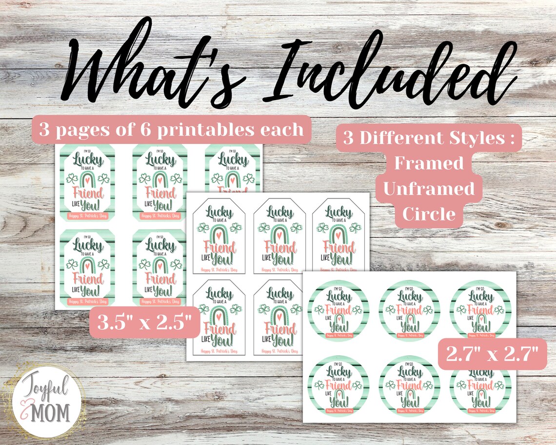 St. Patrick's Day Gift Tag, Printable St. Patrick's Day Tag, Lucky to ...
