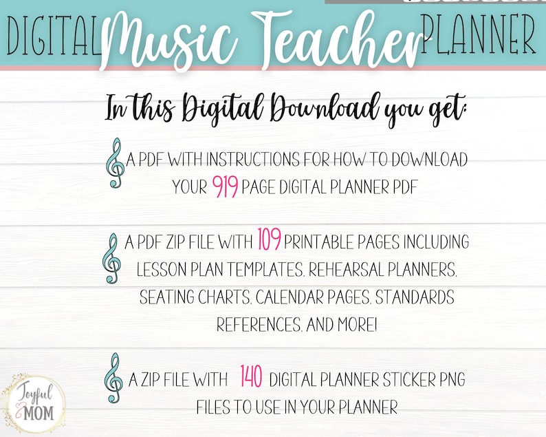 Music Teacher Digital Planner Digital Planner for Music Teachers Dated ...