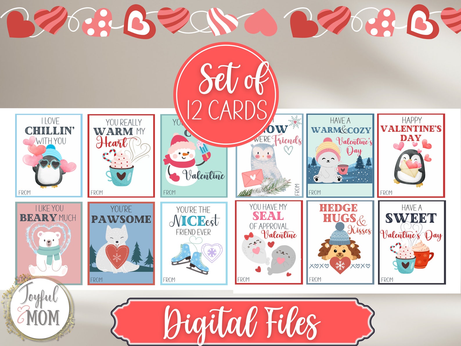 Kids Valentines, Winter Theme | Printable Valentine Cards for Kids ...