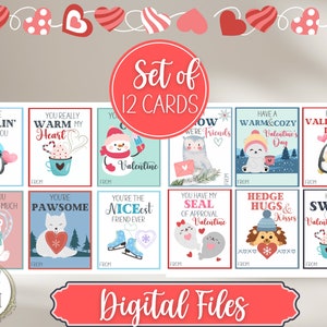 Kids Valentines, Winter Theme | Printable Valentine Cards for Kids ...