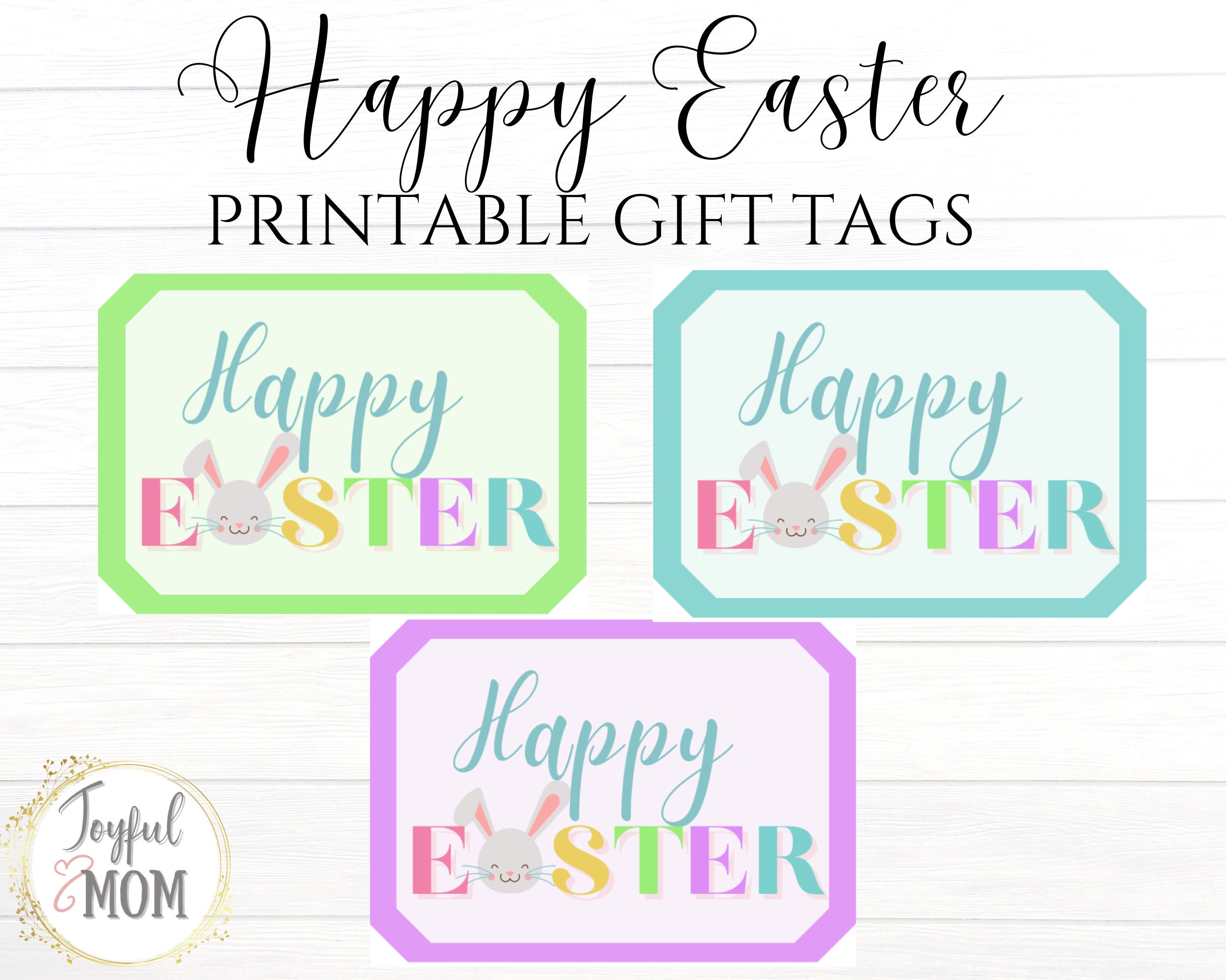 Happy Easter Printable Gift Tags | Easter Bunny Gift Tags | Instant ...