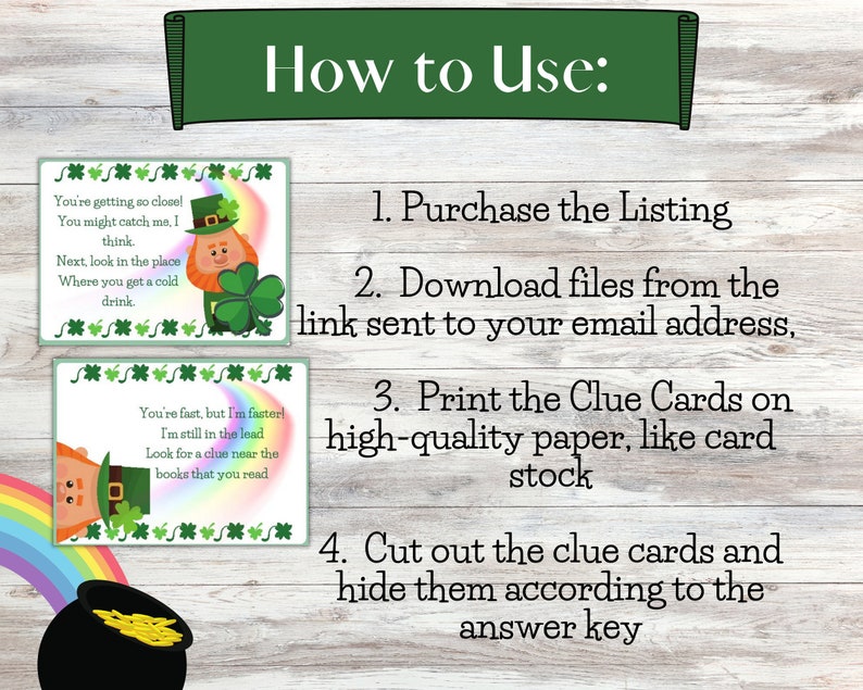 St Patricks Day Scavenger Hunt, Leprechaun Treasure Hunt, St Patricks ...