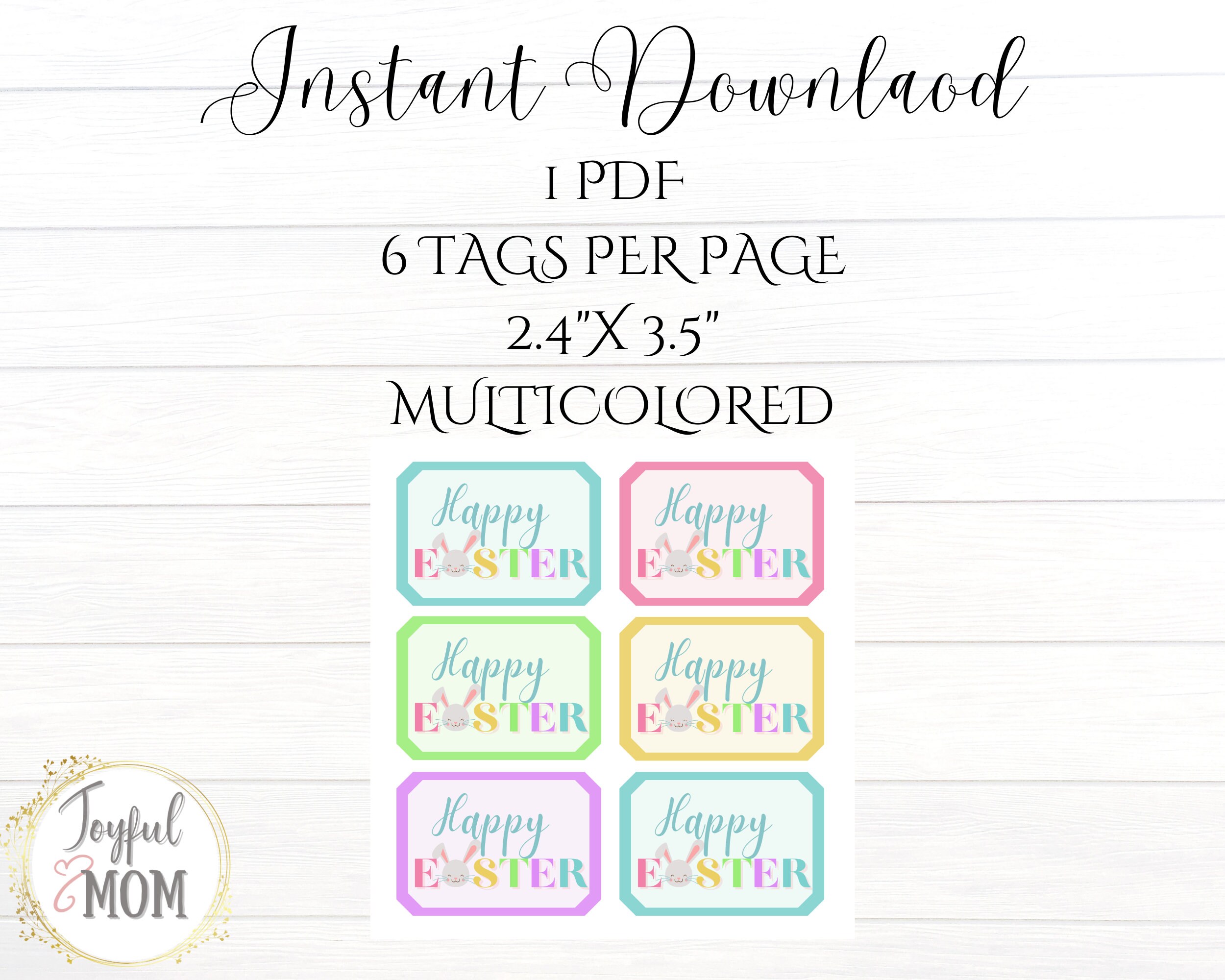 Happy Easter Printable Gift Tags | Easter Bunny Gift Tags | Instant ...