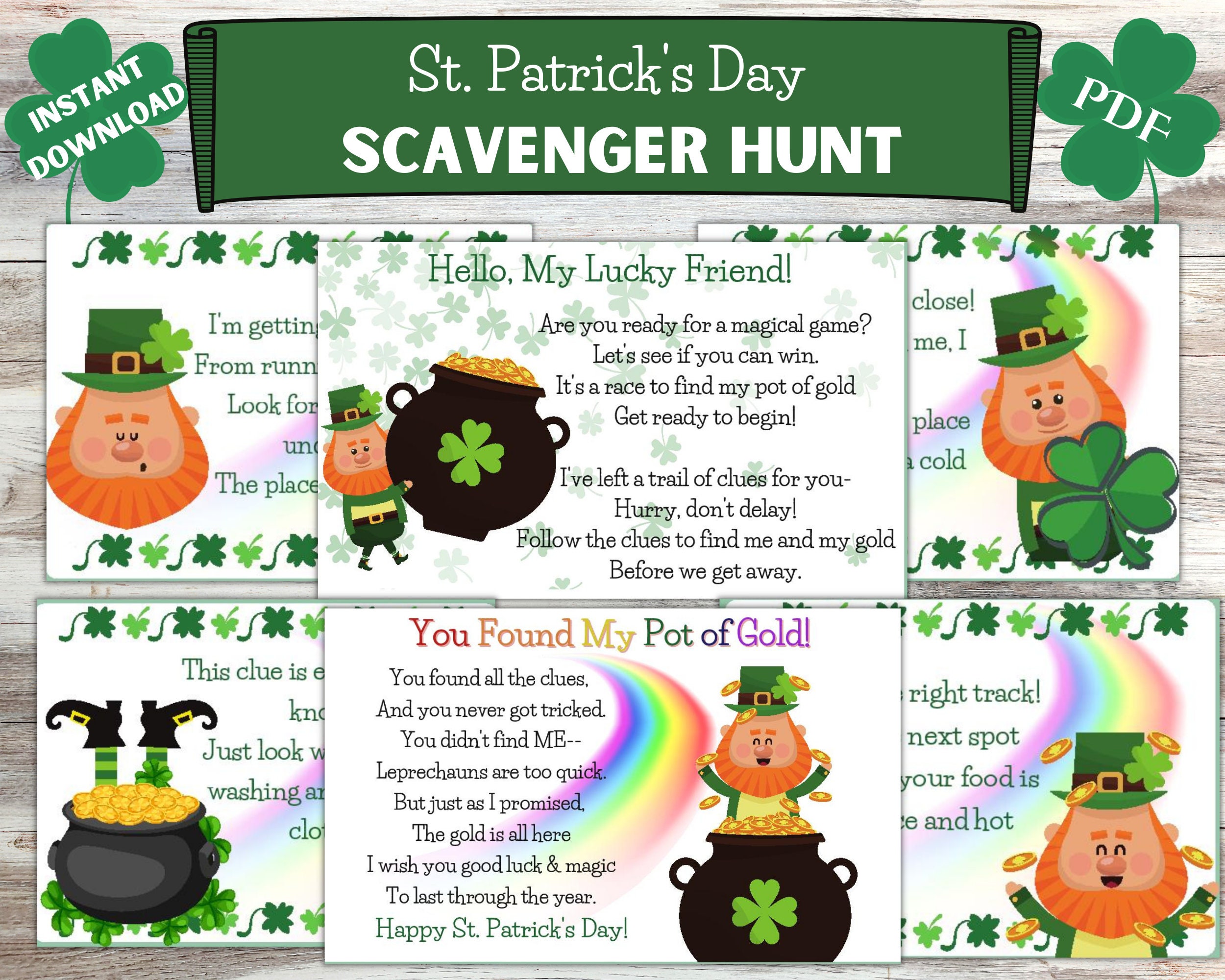 St Patricks Day Scavenger Hunt, Leprechaun Treasure Hunt, St Patricks ...