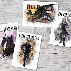 Postcard Set 19 Cards Final Fantasy XVI Watercolor Cards I Digital ...