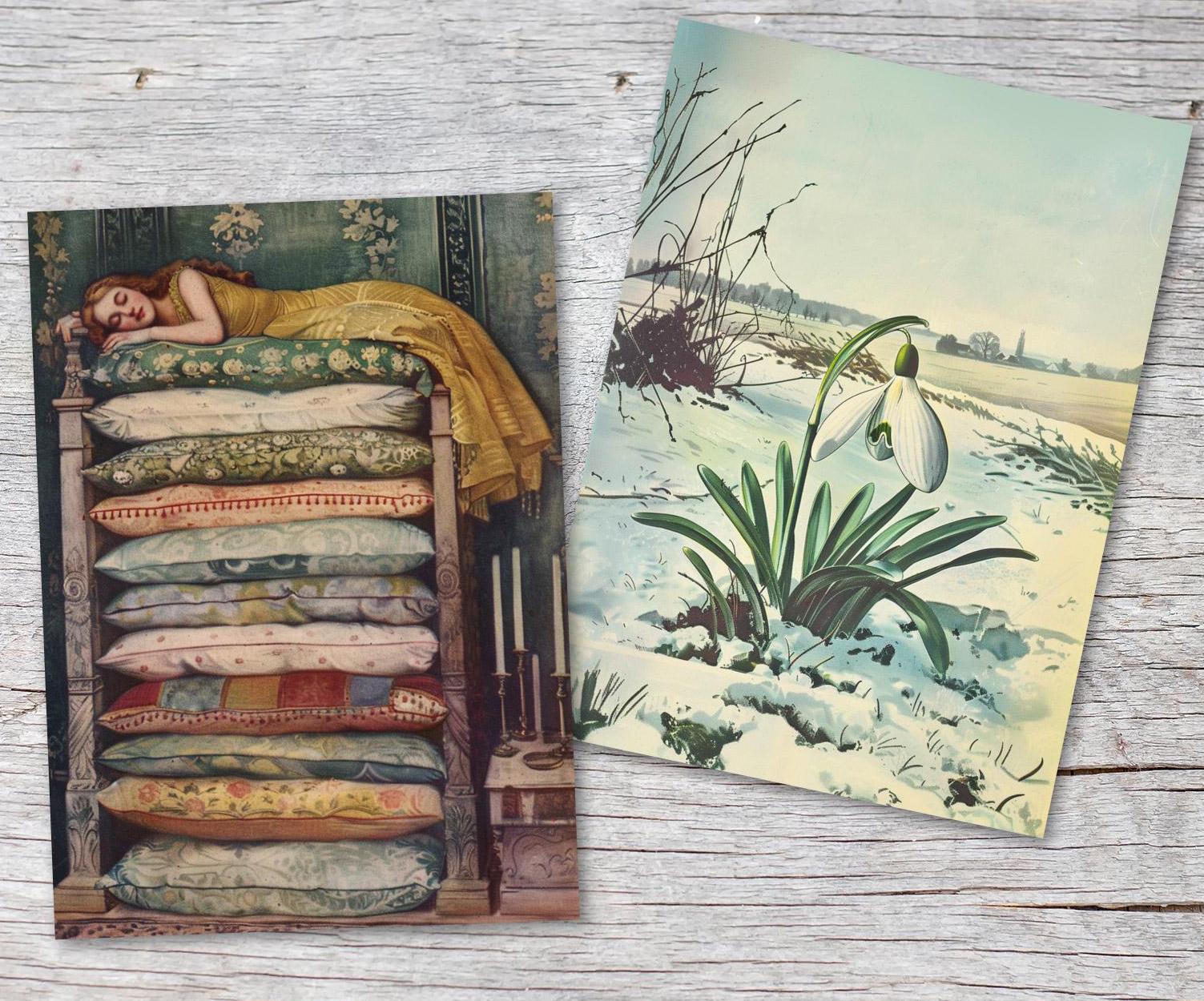 Traditional Fairy Tale Cards Set (15 Cards) | Vintage Postcards With ...