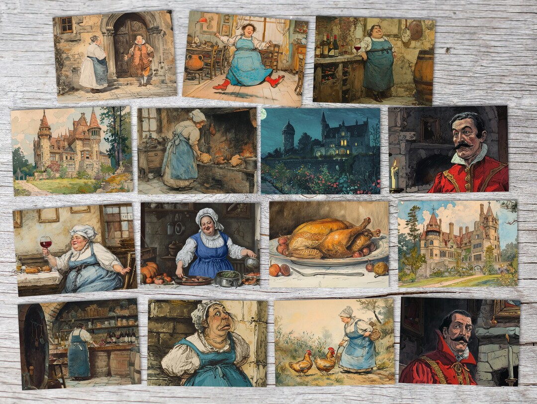 The Clever Gretel Card Set A6 (15 Cards) Illustrated Fairy Tale I by ...