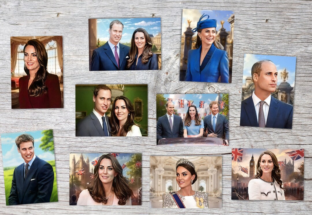 Prince William & Kate Postcards A6 Set (10 Cards) Royals I Painting I ...