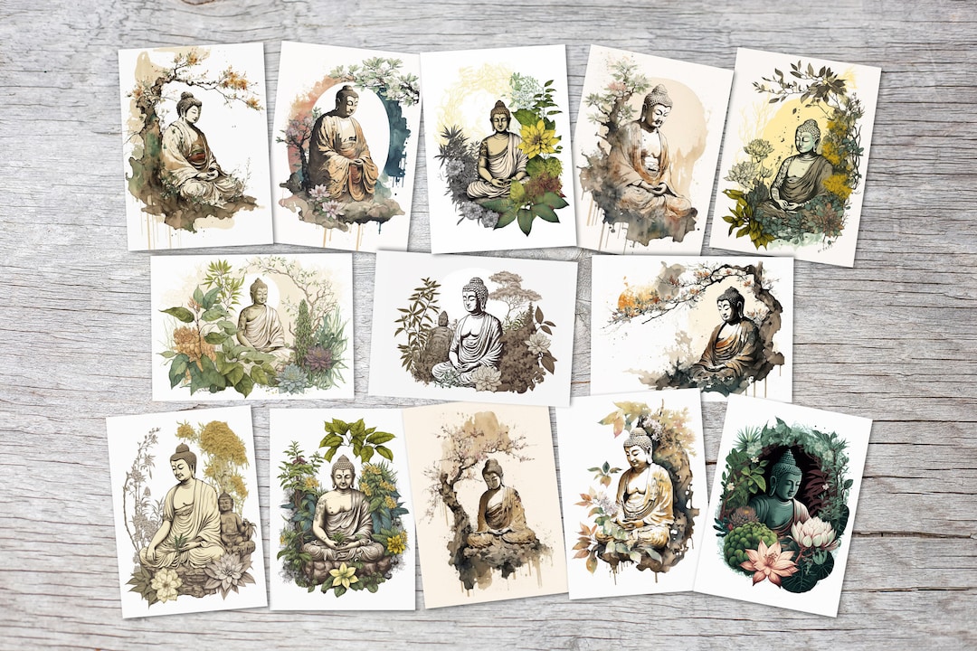 Buddha Meditation Cards Set (14 Cards) | Mandala Greeting Cards ...