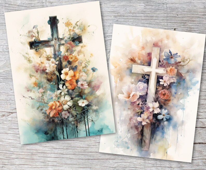 Christian Watercolour Funeral Cards in Set (10 Cards A6) I Folding ...
