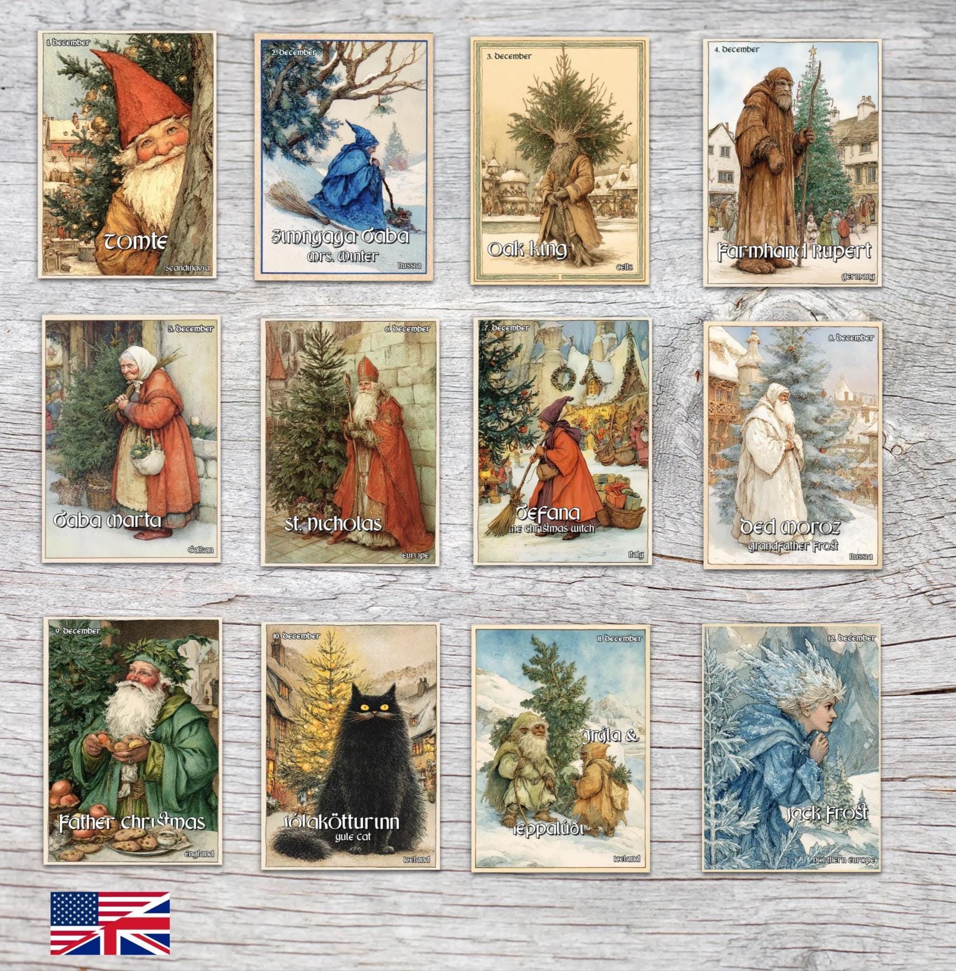 Magical Advent Calendar – 24 Vintage Christmas Cards Featuring Folklore ...