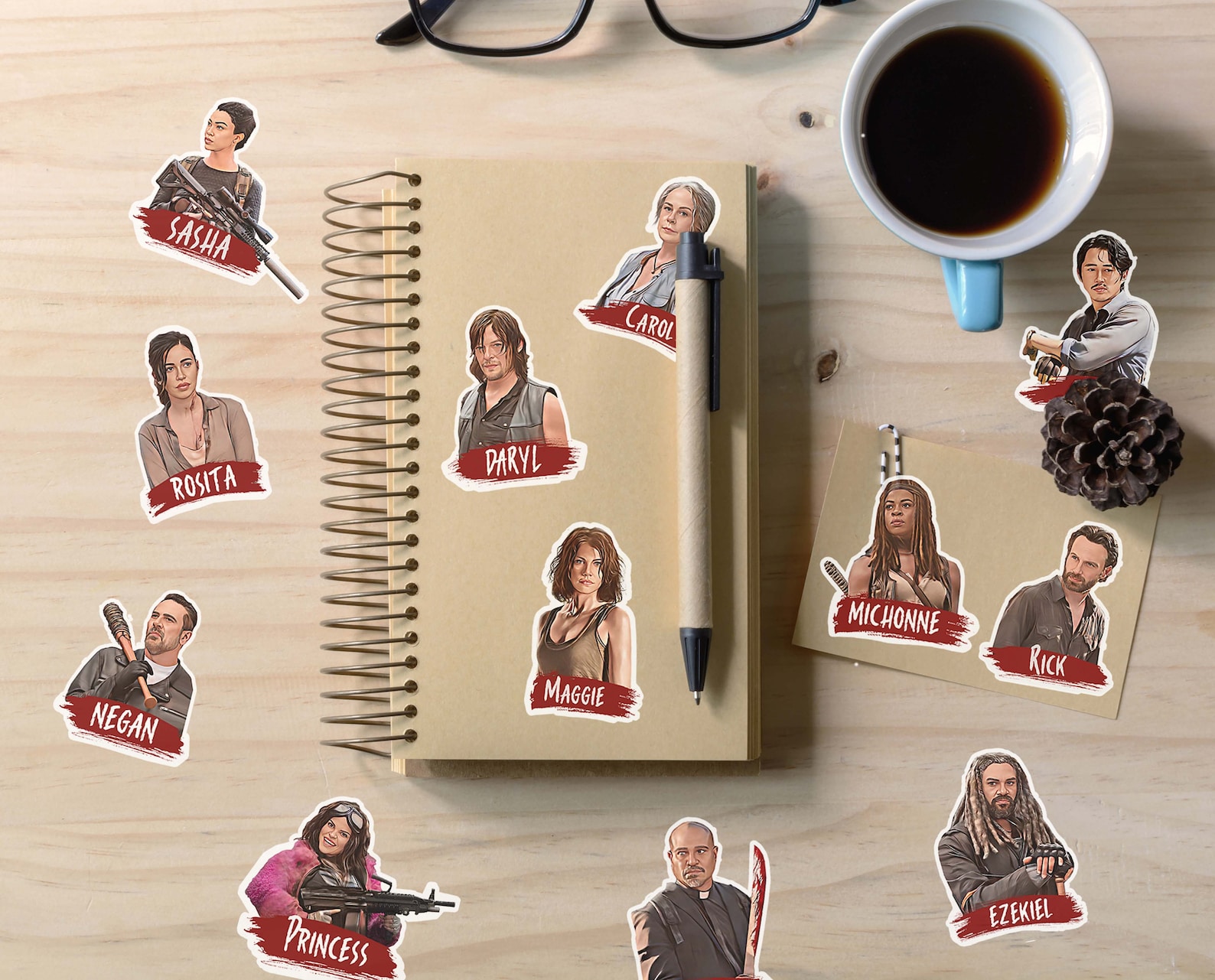 Sticker Set The Walking Dead Characters Twd Sticker 4 Etsy