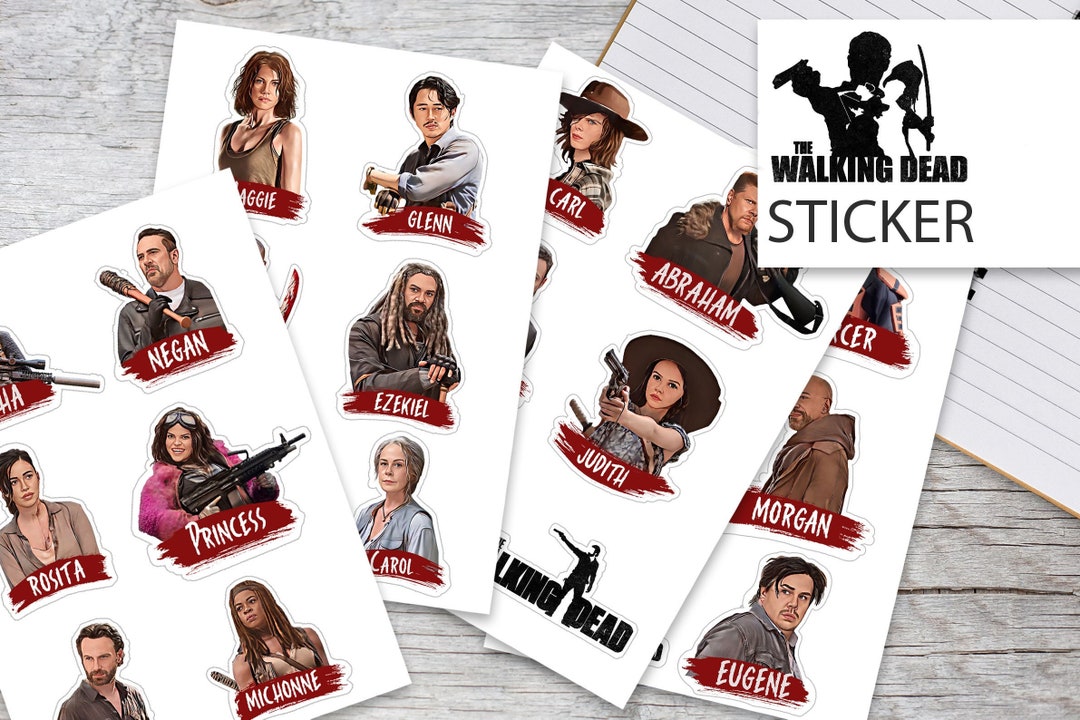 Sticker Set the Walking Dead Characters TWD Sticker 4 Sticker Sheets A6 ...