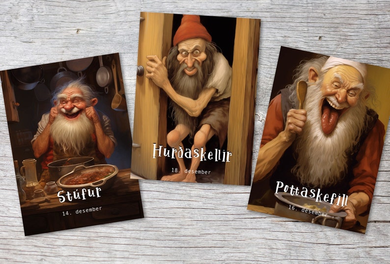 Icelandic Yule Lads Card Set A6 (15 Cards) Icelandic Santa Clauses I ...