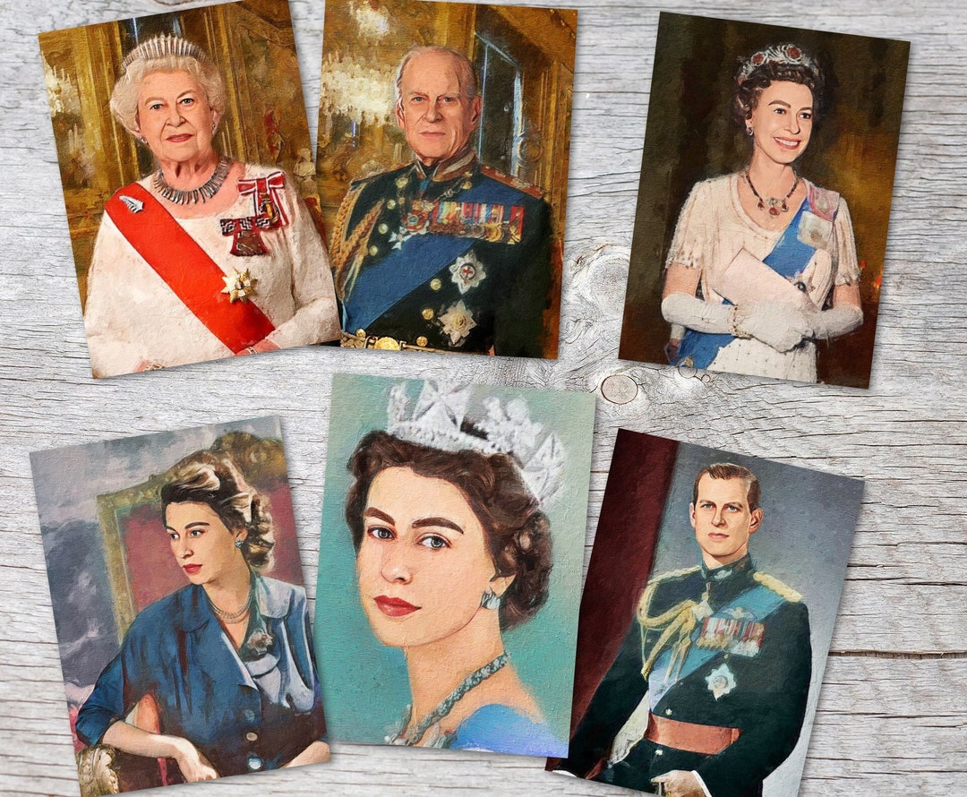 Postcards A6 Set (6 Cards) Queen Elizabeth II Prince Philip I Digital ...