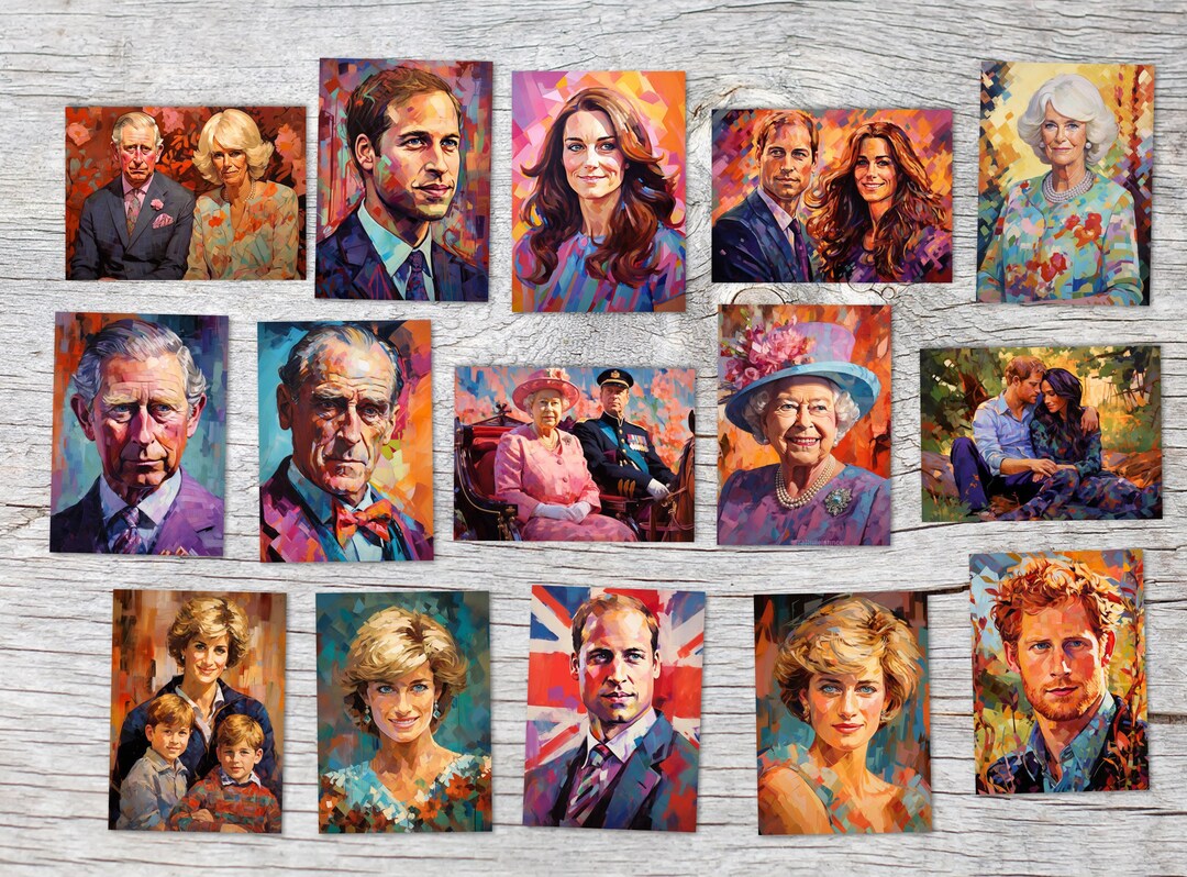 Postcards A6 Set (15 Cards) the Royal Family Modern Watercolor Art I ...