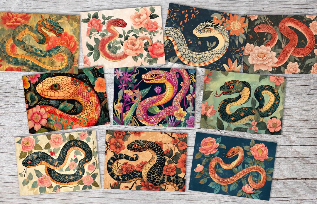Year of the Snake 2025 Postcards A6 Set (10 Cards) Snake Year Chinese ...
