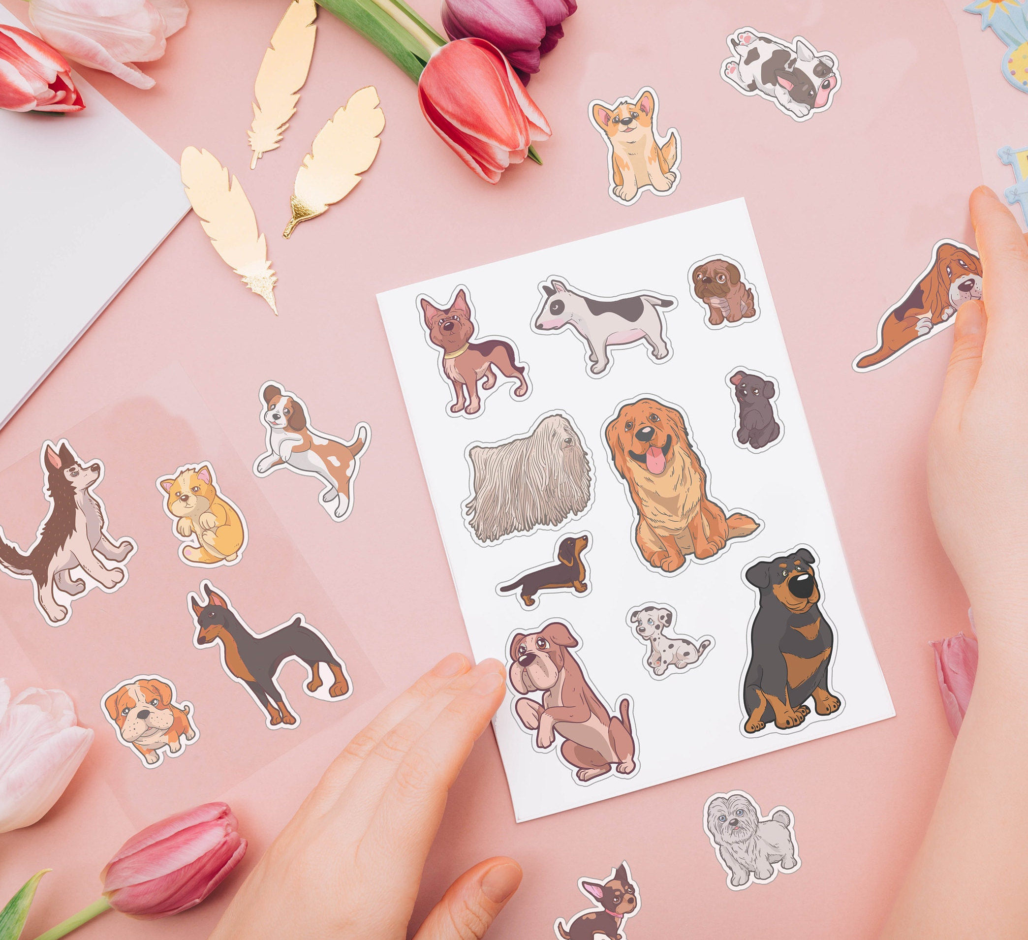 Sticker Cute Dogs Dog Sticker Set 20 Stickers Dog Breeds - Etsy
