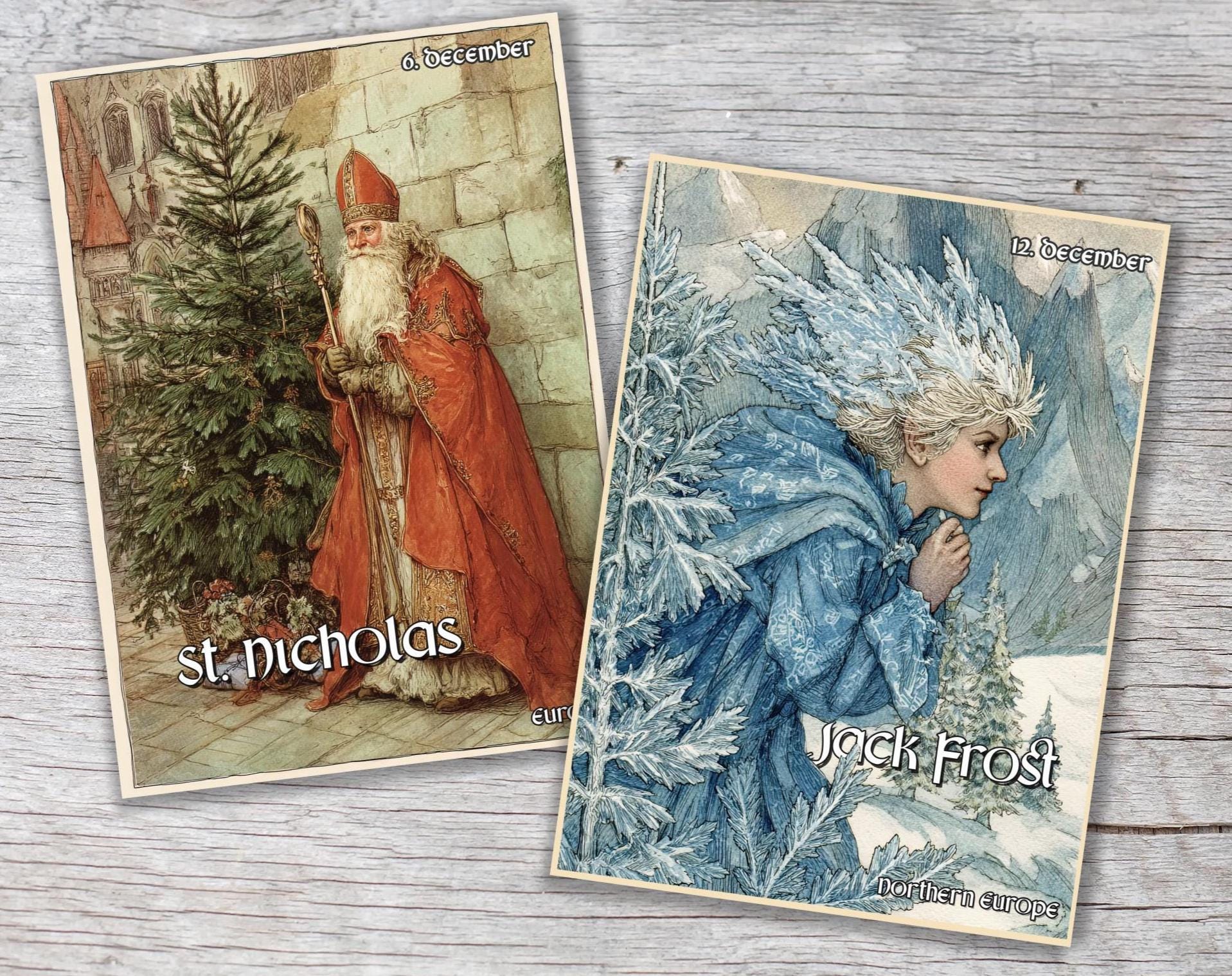 Magical Advent Calendar – 24 Vintage Christmas Cards Featuring Folklore ...