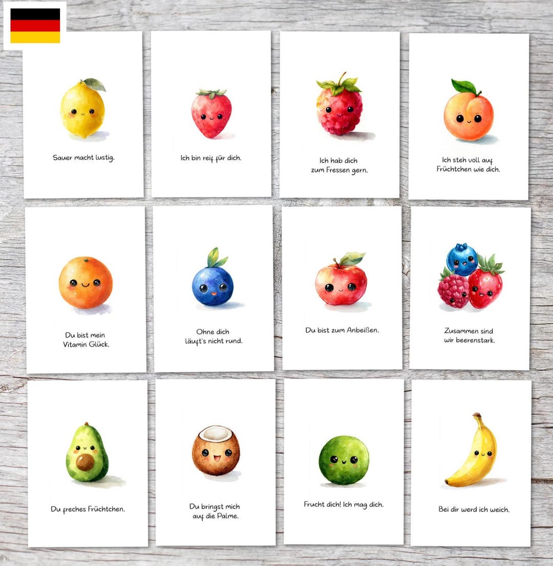 Funny Fruit Cards With Puns – Set of 12 Postcards or Folding Cards ...