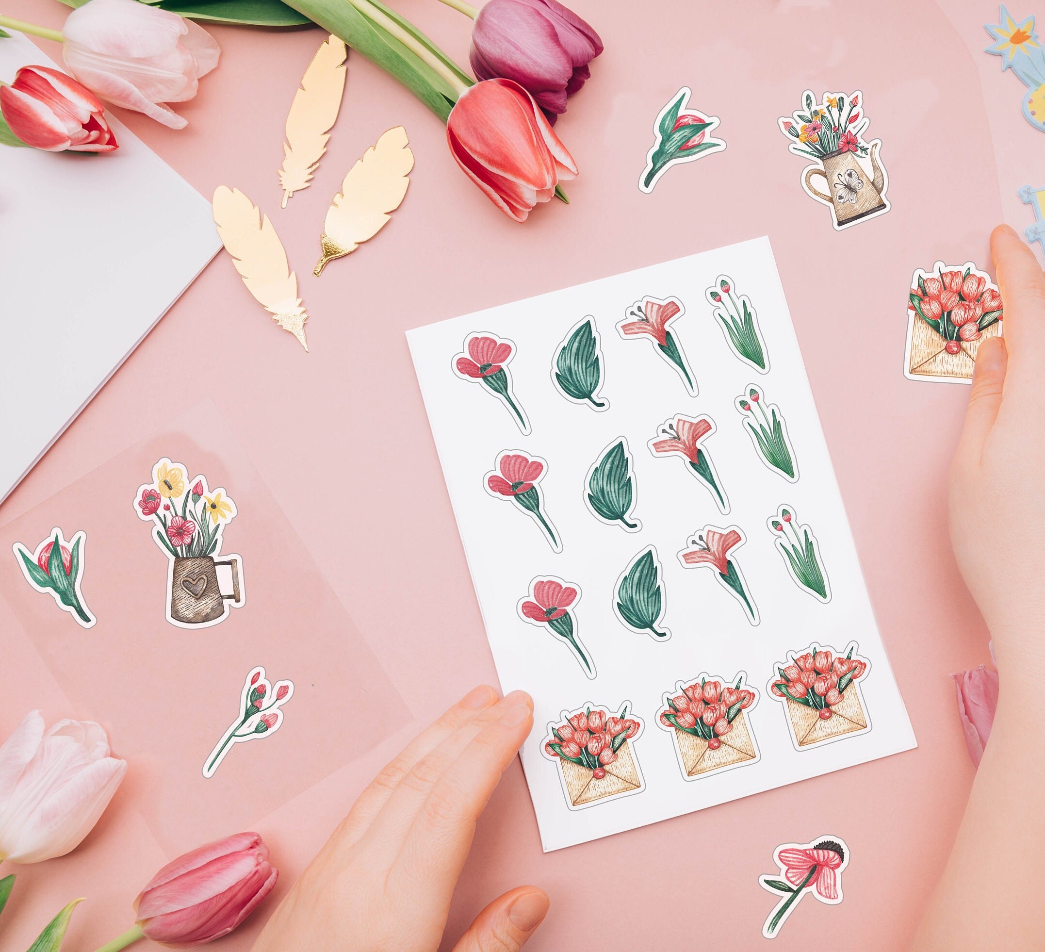 Sticker Cut Flowers Watercolor Flowers Sticker Set 52 - Etsy