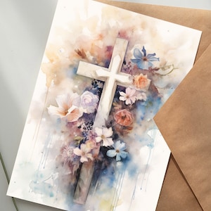 Christian Watercolour Funeral Cards in Set (10 Cards A6) I Folding ...