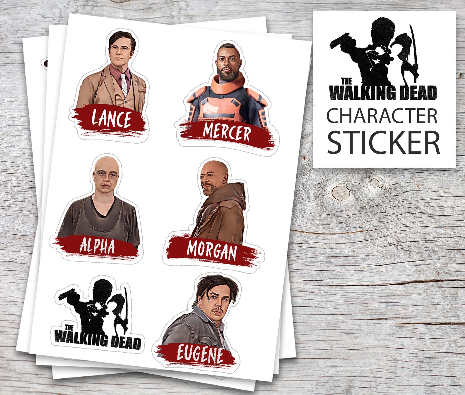 Sticker Set the Walking Dead Characters TWD Sticker 4 - Etsy
