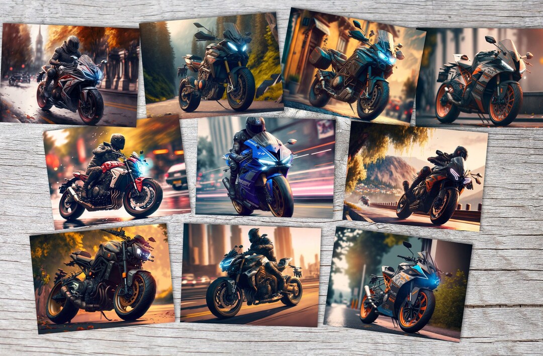 The Most Beautiful Motorcycles Greeting Cards Set (10 Cards) | Motif ...