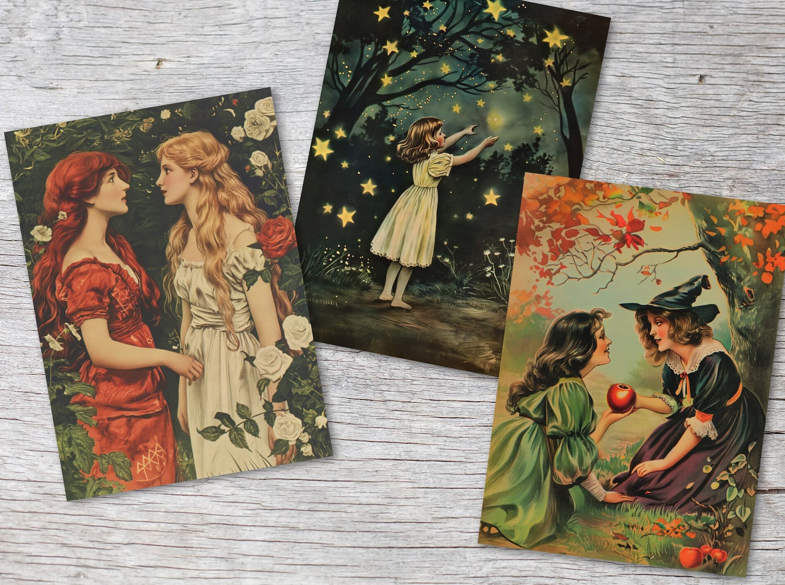 Traditional Fairy Tale Cards Set (15 Cards) | Vintage Postcards With ...