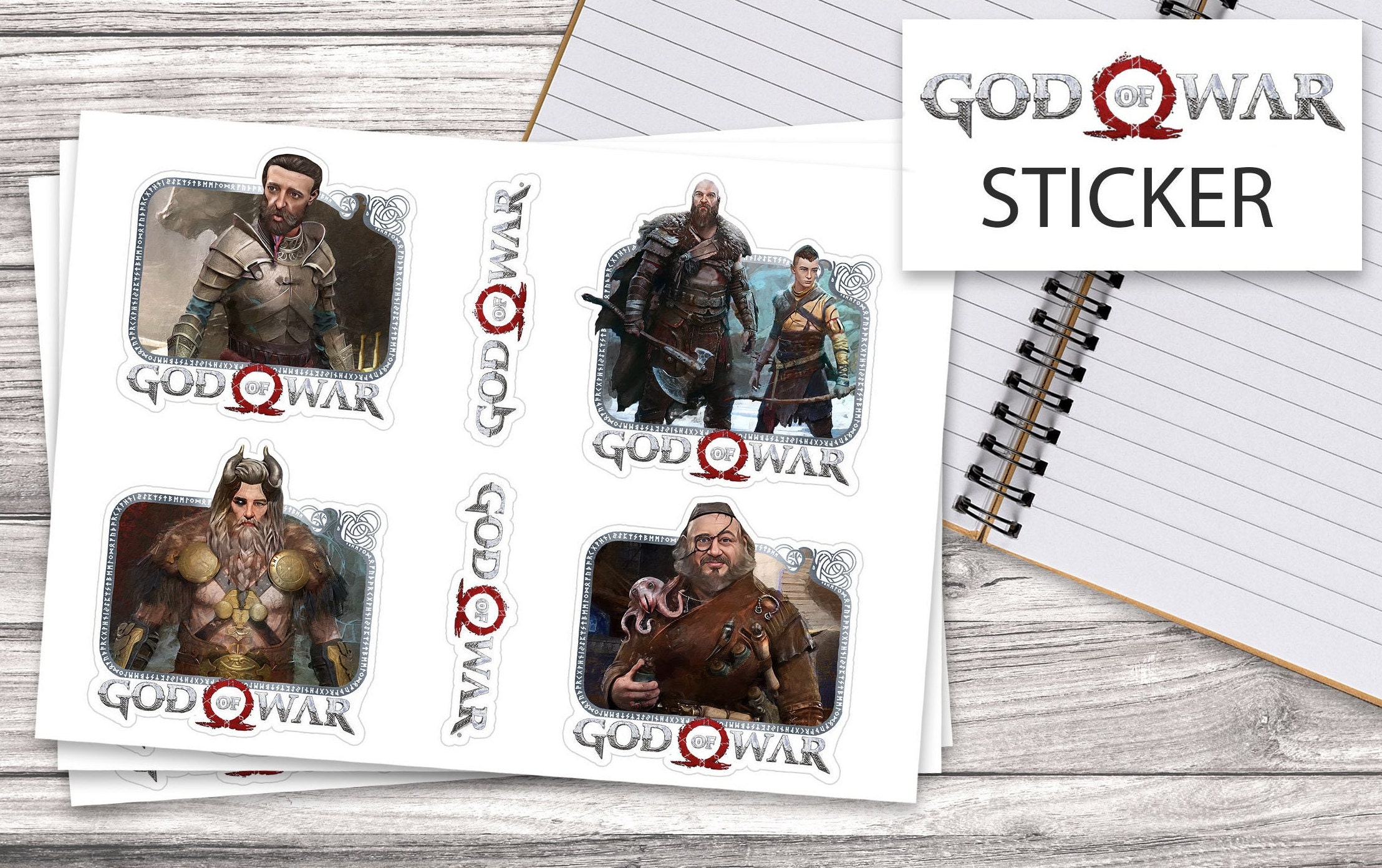 Sticker Set A6 Set 3 Sticker Cards 20 Stickers God of War I - Etsy