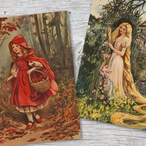 Traditional Fairy Tale Cards Set (15 Cards) | Vintage Postcards With ...