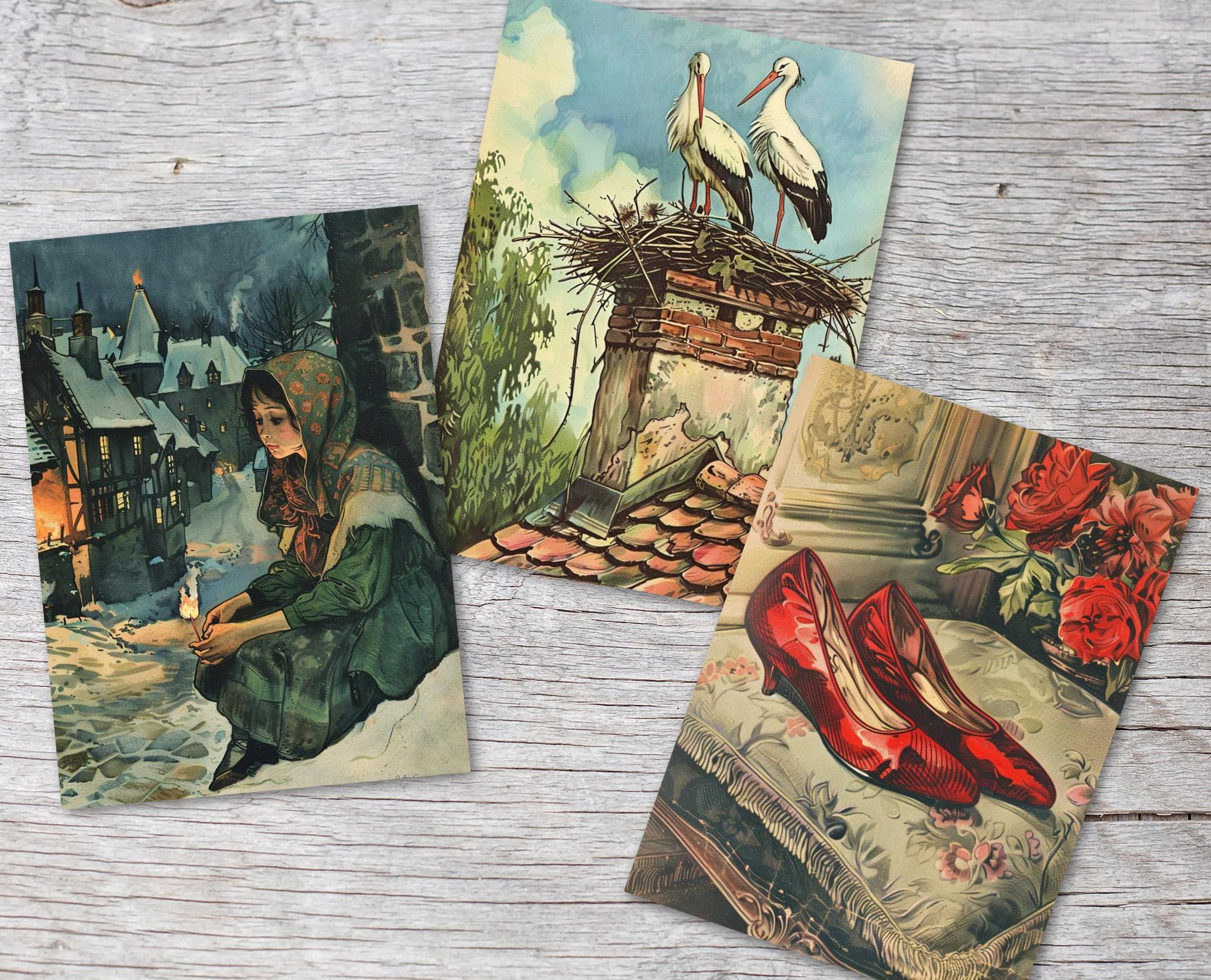Traditional Fairy Tale Cards Set (15 Cards) | Vintage Postcards With ...