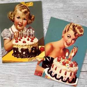 Vintage 50 Style Birthday Cards - Greeting Cards Set (10 Cards ...
