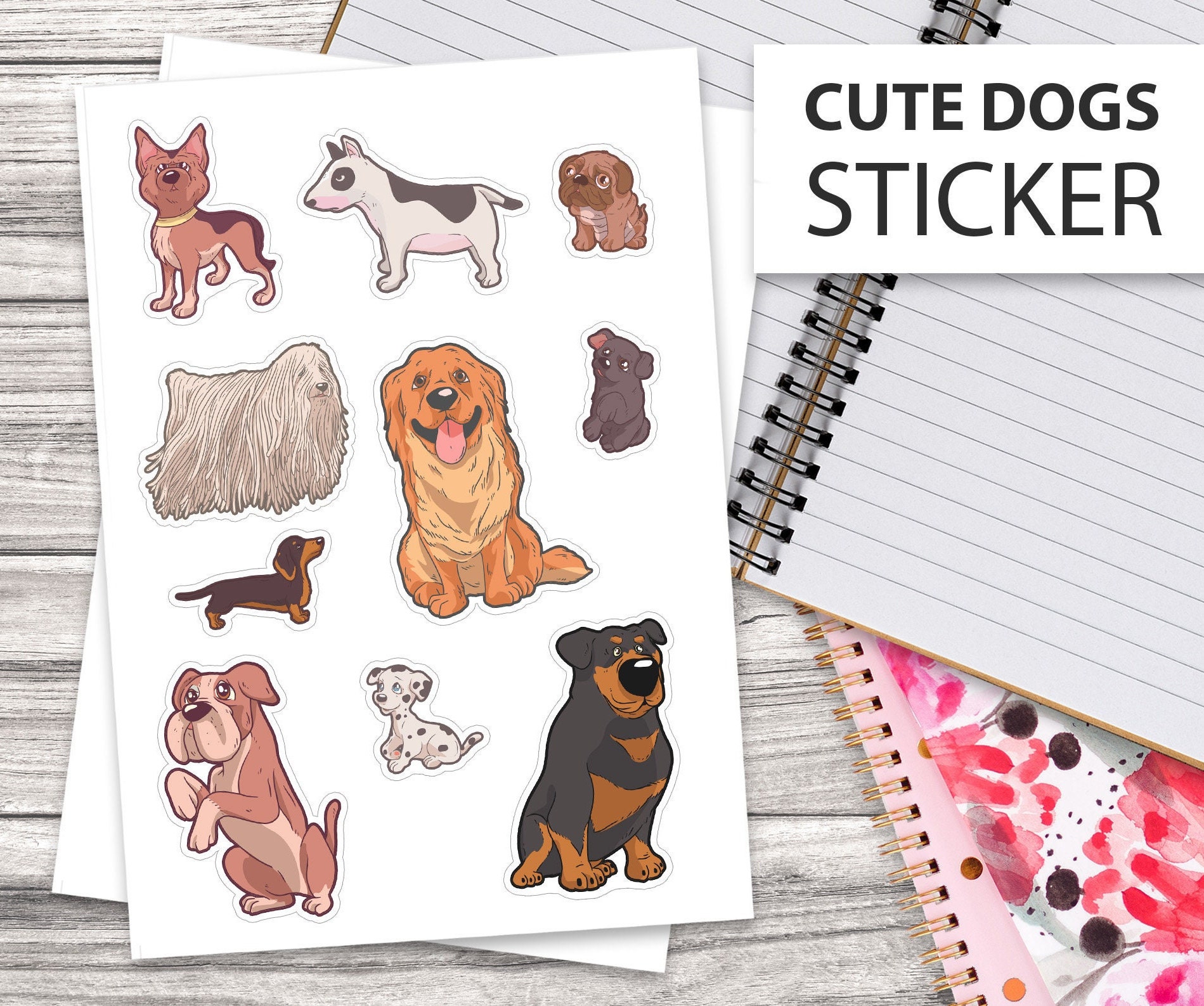 Sticker Cute Dogs Dog Sticker Set 20 Stickers Dog Breeds - Etsy