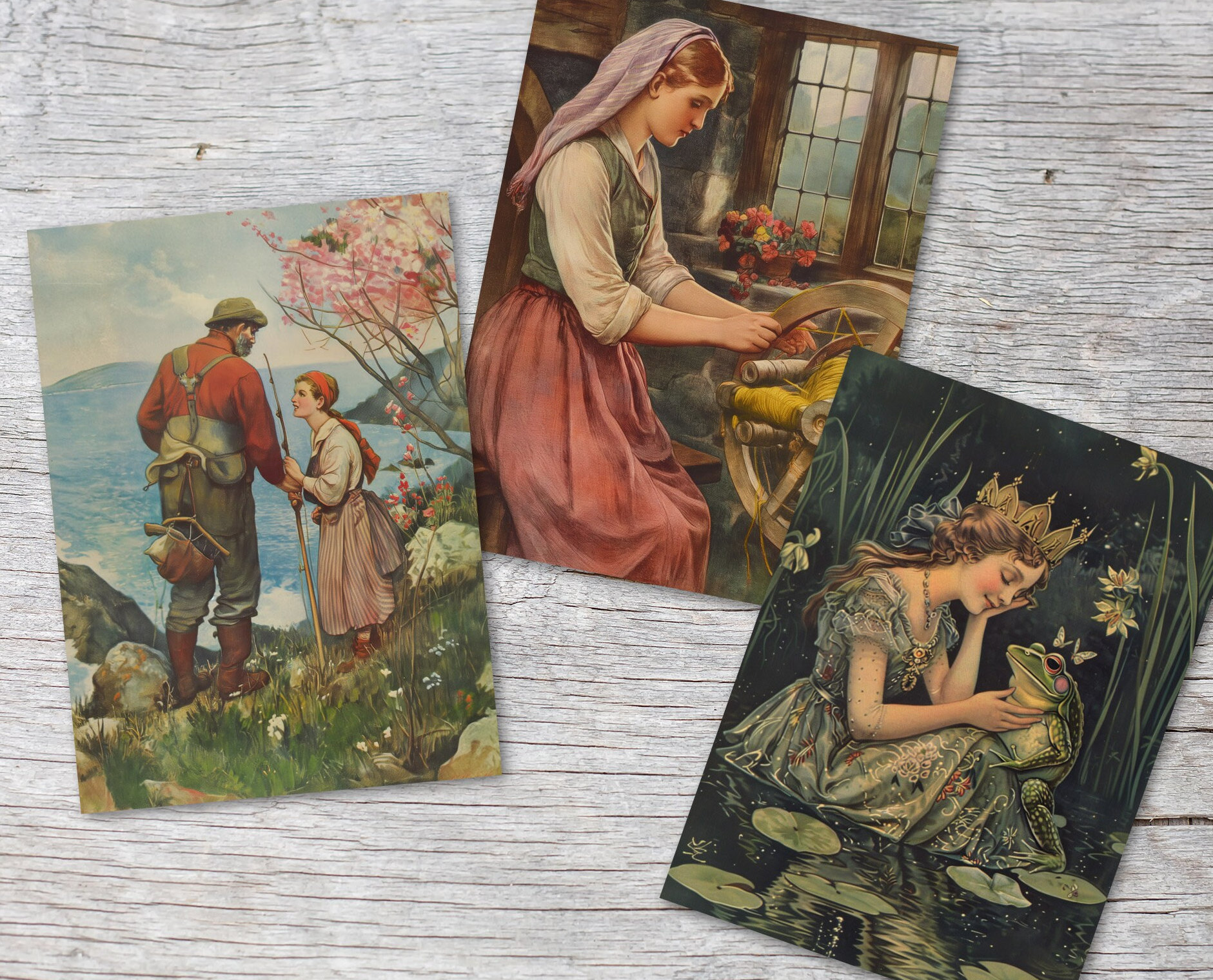 Traditional Fairy Tale Cards Set (15 Cards) | Vintage Postcards With ...