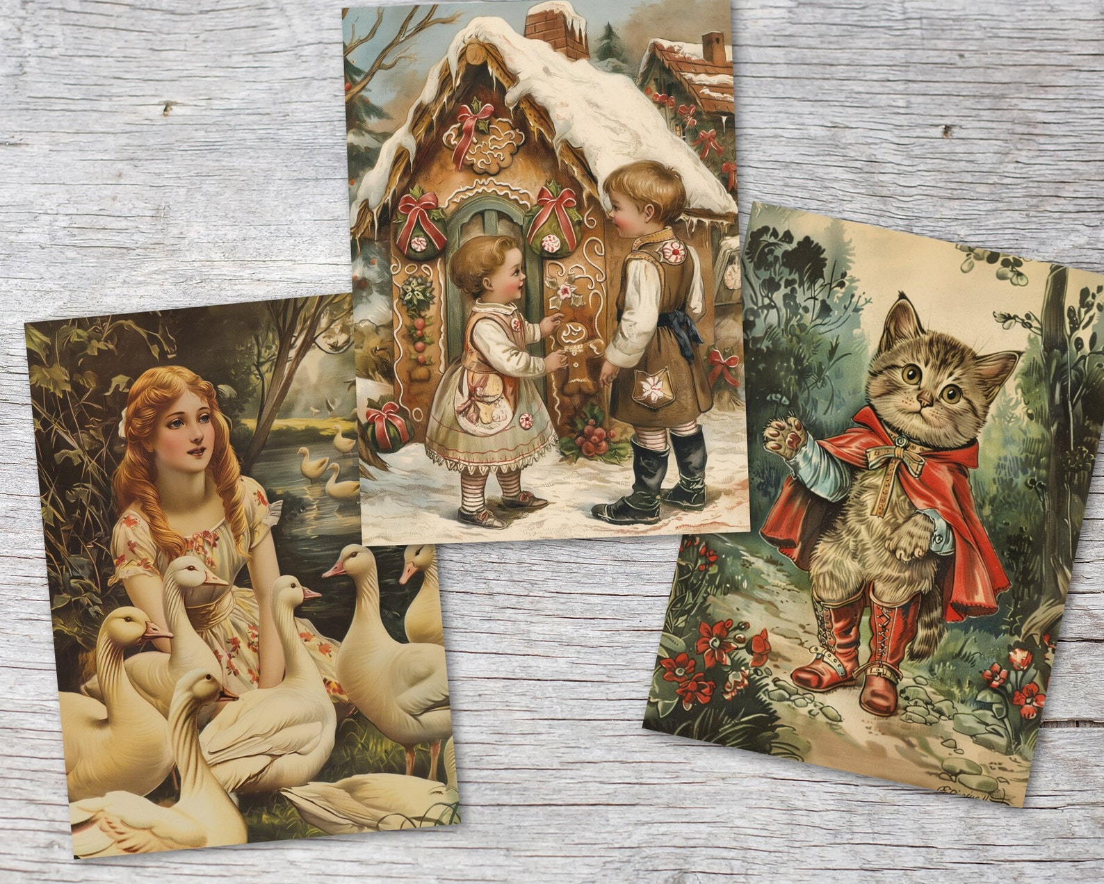 Traditional Fairy Tale Cards Set (15 Cards) | Vintage Postcards With ...
