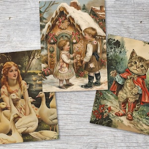 Traditional Fairy Tale Cards Set (15 Cards) | Vintage Postcards With ...