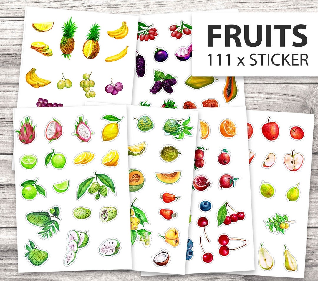 Sticker Fruits - Watercolor Fruits Sticker Set 111 Stickers ...