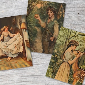 Traditional Fairy Tale Cards Set (15 Cards) | Vintage Postcards With ...